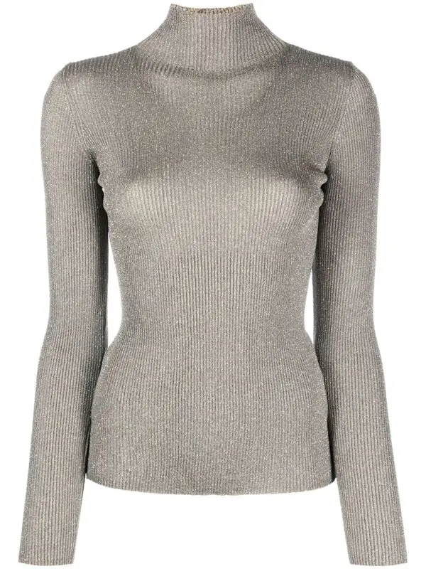 TWINSET Metallic-threading Ribbed Jumper - Grey