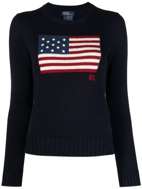 Polo Ralph Lauren Graphic-print Cotton Jumper - Blue