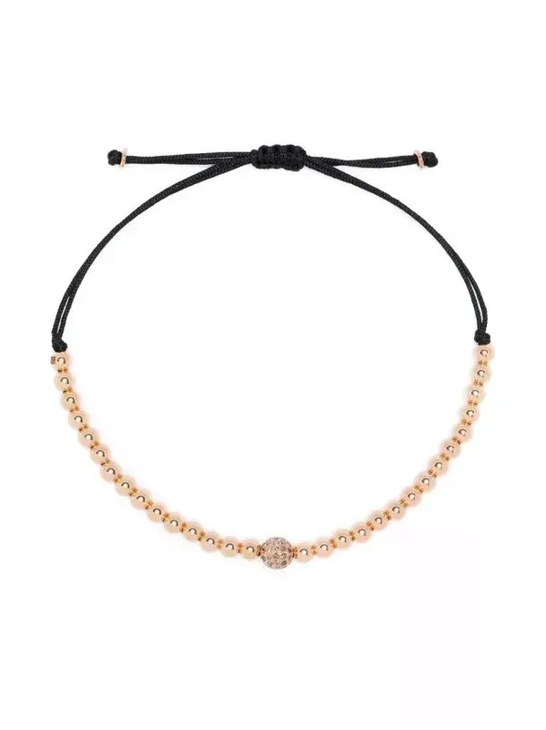 ANIL ARJANDAS 18kt Rose Gold Diamond Beaded Cord Bracelet - Pink