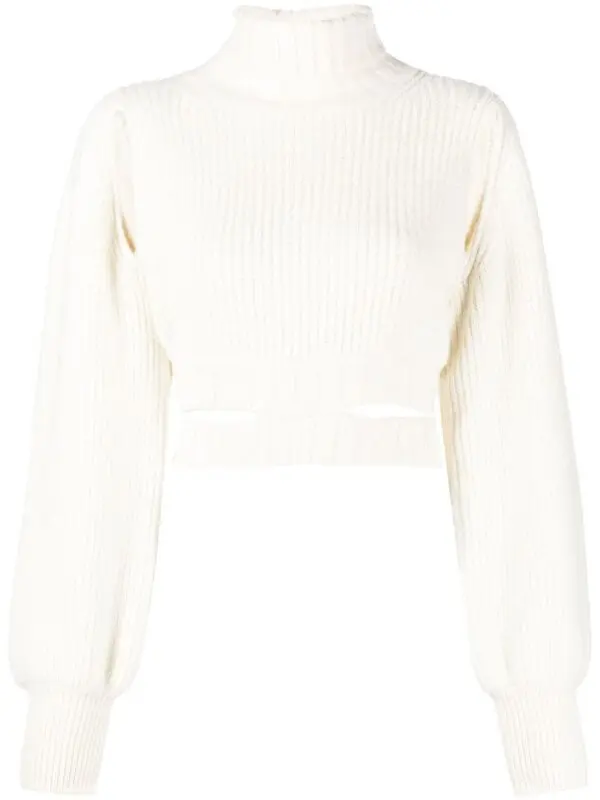 ANDREĀDAMO Roll-neck Cropped Knit Jumper - Neutrals