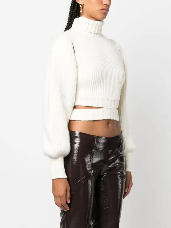 ANDREĀDAMO Roll-neck Cropped Knit Jumper - Neutrals