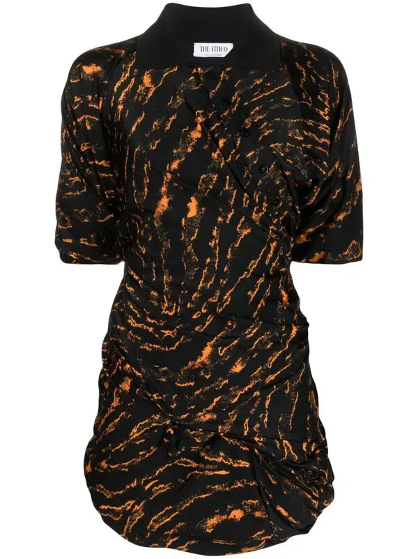 Attico Abstract-print Gathered Mini Dress