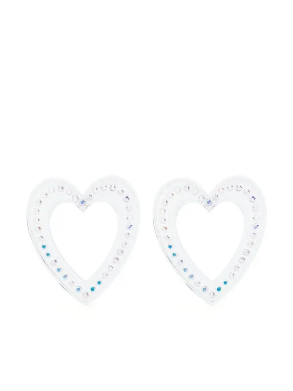SAF SAFU Big Heart Crystal-embellished Earrings - Neutrals