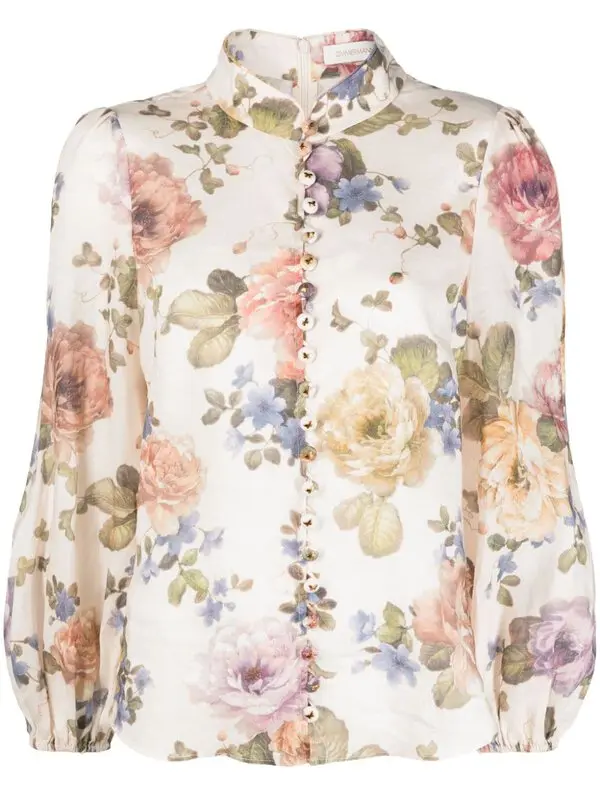 Zimmermann Luminosity Floral-print Blouse - Neutrals