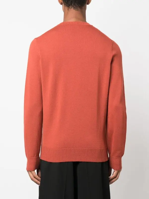 Emporio Armani Embroidered-logo Virgin-wool Jumper - Orange