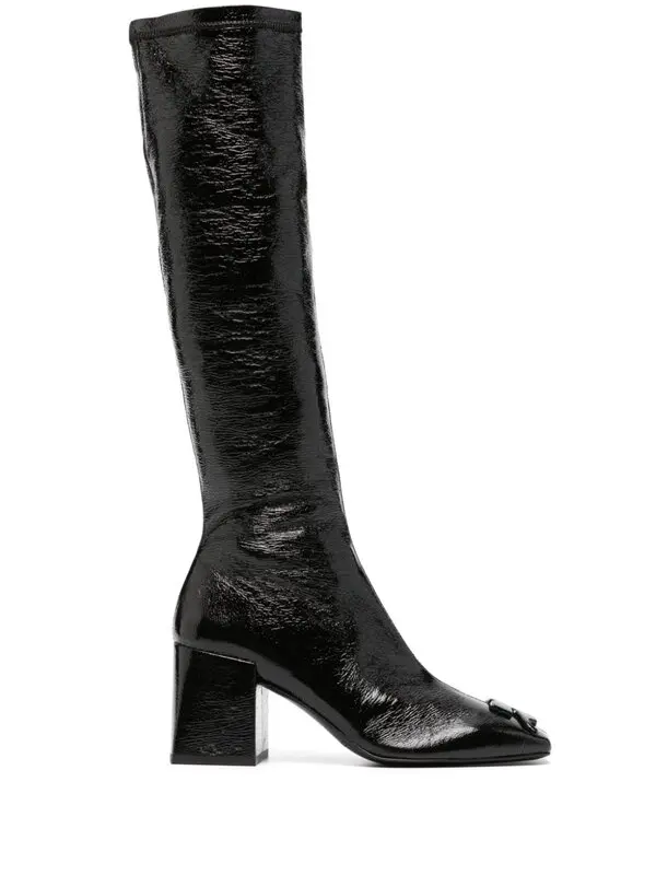 COURREGES 75mm Raised-logo Leather Knee Boots