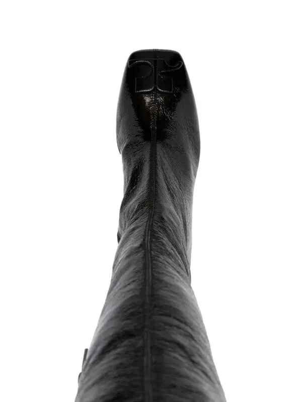 COURREGES 75mm Raised-logo Leather Knee Boots