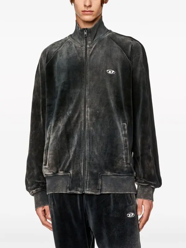 DIESEL® S-raband Zip-up Velvet Jacket With Embroidered Logo