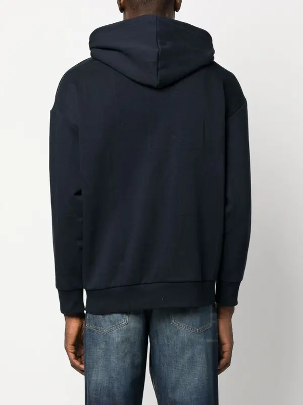 BOSS Embroidered Logo Drawstring Hoodie - Blue