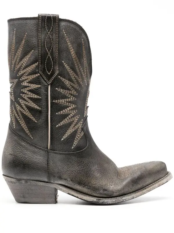 GOLDEN GOOSE Wish Star Leather Boots - Black