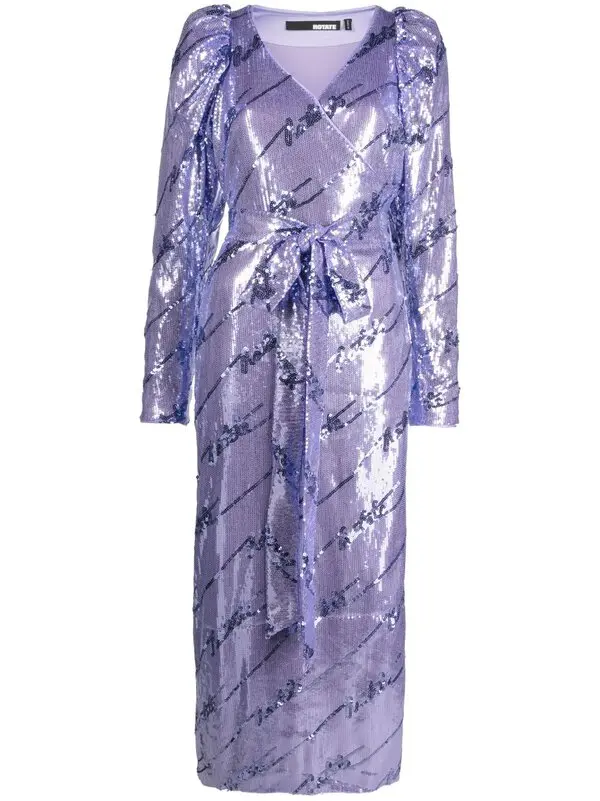 ROTATE BY BIRGER CHRISTENSEN Sequinned Wrap Midi Dress - Purple