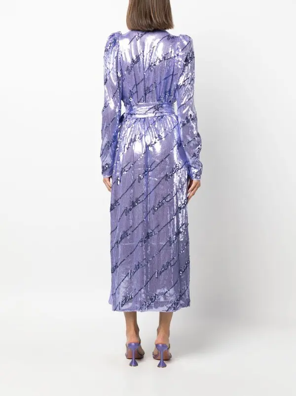 ROTATE BY BIRGER CHRISTENSEN Sequinned Wrap Midi Dress - Purple