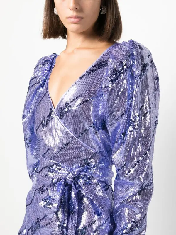 ROTATE BY BIRGER CHRISTENSEN Sequinned Wrap Midi Dress - Purple