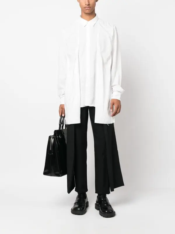 Comme Des Garçons Draped-panel Slim-fit Wool Trousers