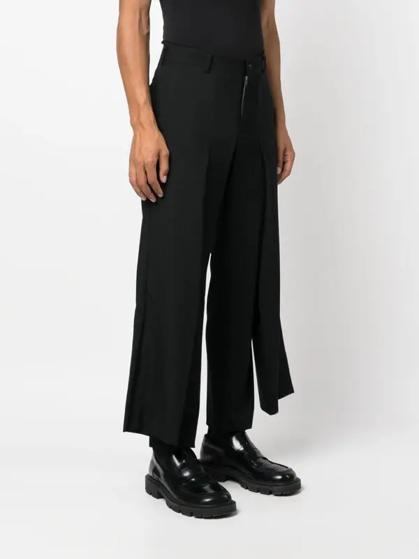 Comme Des Garçons Draped-panel Slim-fit Wool Trousers