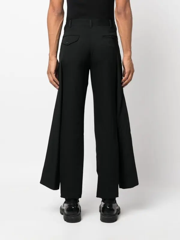 Comme Des Garçons Draped-panel Slim-fit Wool Trousers