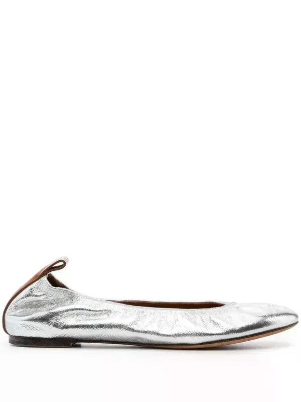 LANVIN Metallic Leather Ballerina Shoes - Silver