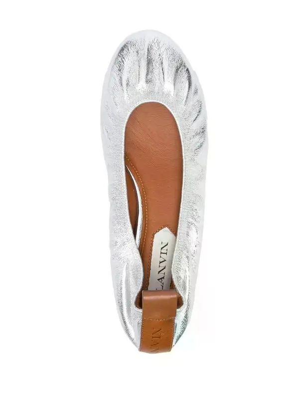 LANVIN Metallic Leather Ballerina Shoes - Silver
