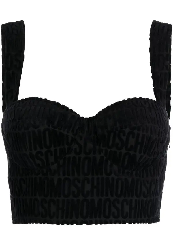Moschino Devoré Jersey Bustier Top - Black