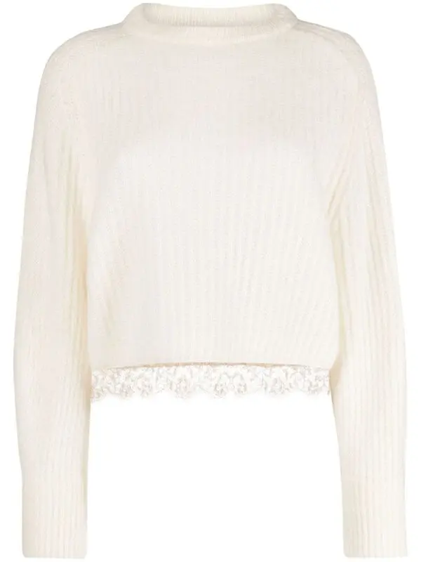 Fabiana Filippi Lace-trim Jumper - Neutrals