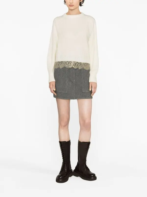 Fabiana Filippi Lace-trim Jumper - Neutrals