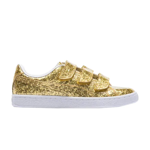 PUMA Basket Strap Glitter Sneakers - Gold
