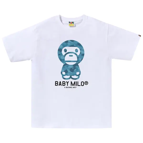 A BATHING APE Honeycomb Camo Baby Milo Tee /blue - White