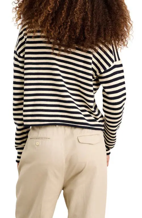 ALEX MILL Taylor Stripe Cotton & Cashmere Cardigan - Navy/ivory