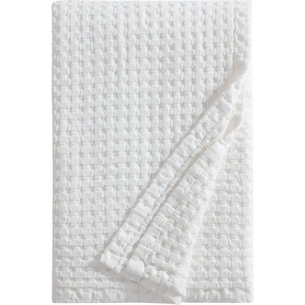 DKNY PURE Waffle Cotton Throw Blanket - White