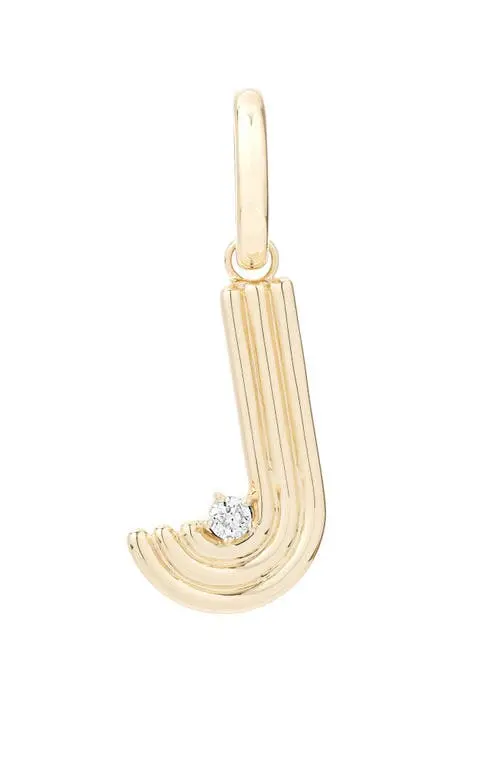 Adina Reyter Groovy Initial Diamond Pendant Charm - Yellow Gold - J