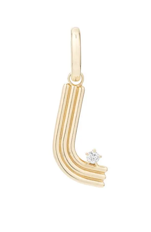 Adina Reyter Groovy Initial Diamond Pendant Charm - Yellow Gold - L