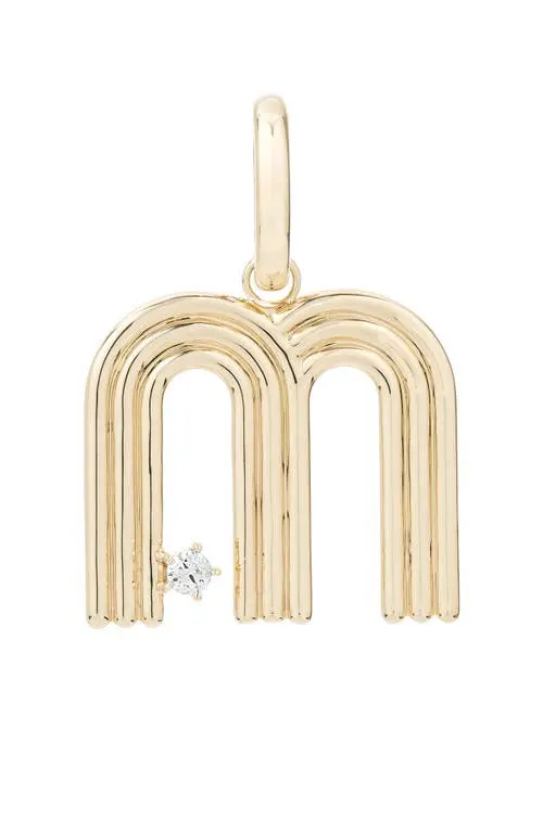 Adina Reyter Groovy Initial Diamond Pendant Charm - Yellow Gold - M