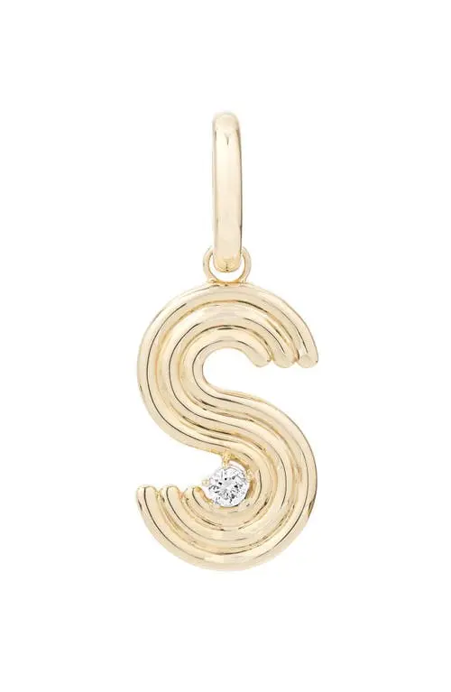 Adina Reyter Groovy Initial Diamond Pendant Charm - Yellow Gold - S