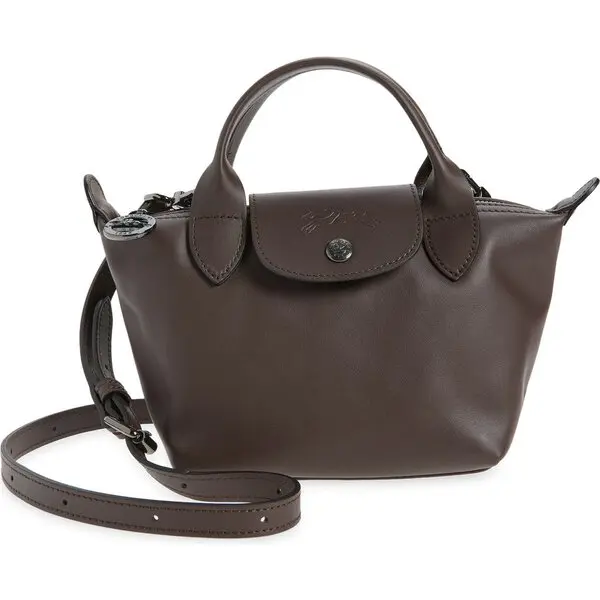 Longchamp Le Pliage Xtra Leather Top Handle Bag - Mocha