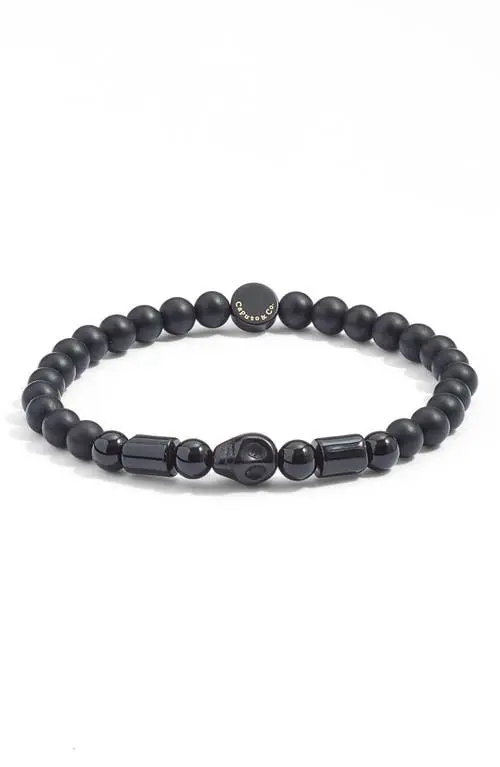 Caputo & Co Skull Bead Bracelet - Black Onyx