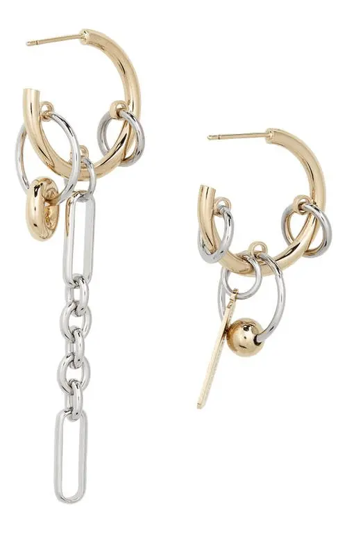 JUSTINE CLENQUET Iris Mismatched Two-tone Charm Hoop Earrings