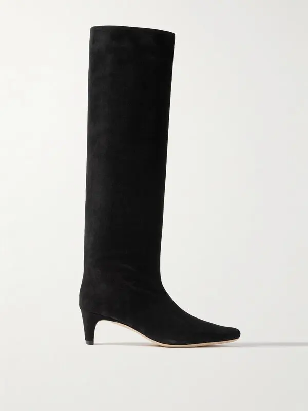 Staud Wally Suede Knee Boots - Black