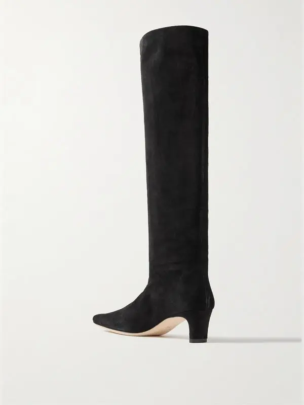 Staud Wally Suede Knee Boots - Black