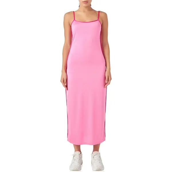 Endless Rose Contrast Binding Tank Dress - Pink/fuchsia