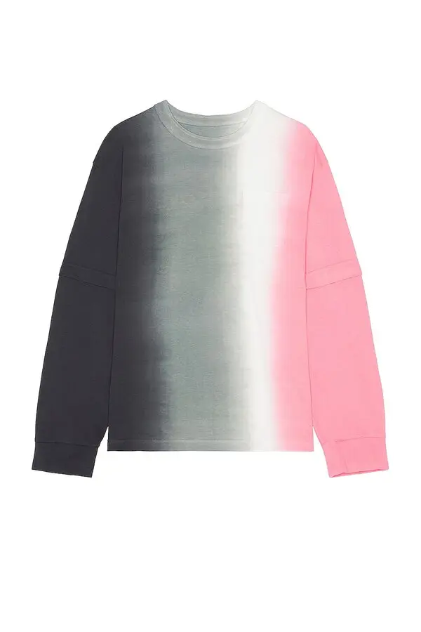 Sacai Tie Dye Cotton Jersey Long Sleeve T-shirt In Grey