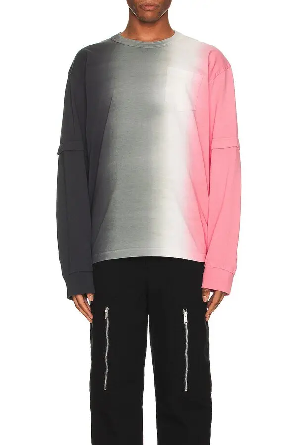 Sacai Tie Dye Cotton Jersey Long Sleeve T-shirt In Grey