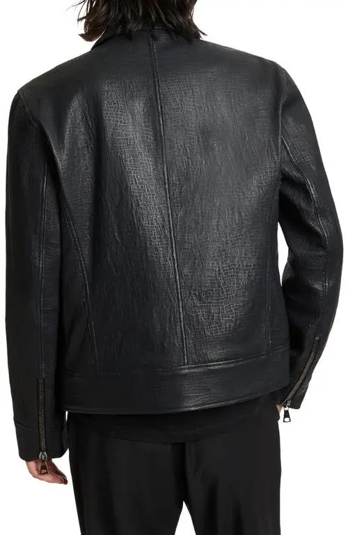 John Varvatos Tilden Embossed Leather Jacket