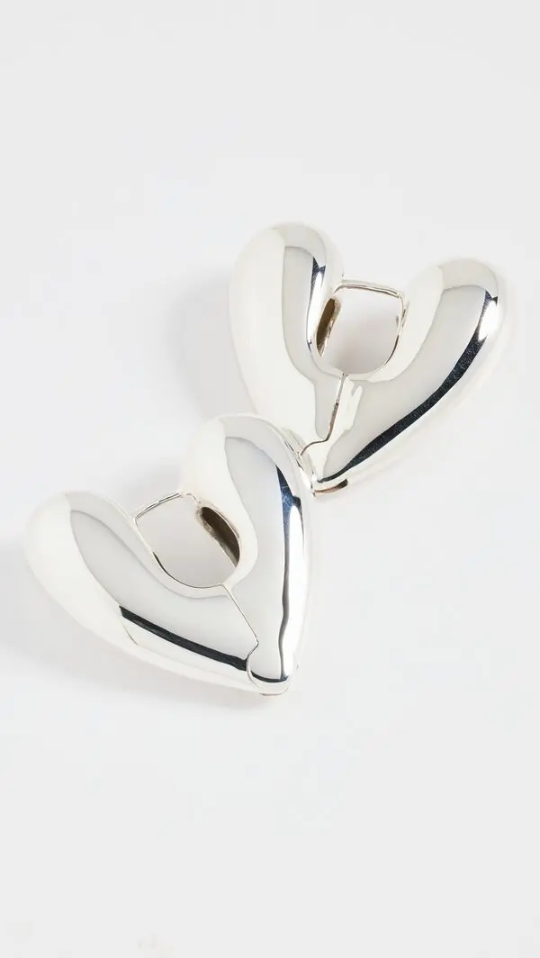 ANNIKA INEZ Large Heart Hoop Earrings - Silver