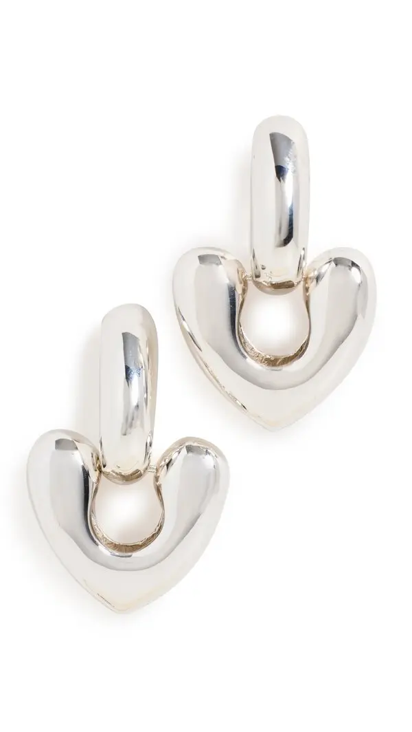 ANNIKA INEZ Large Heart Drop Earrings - Silver