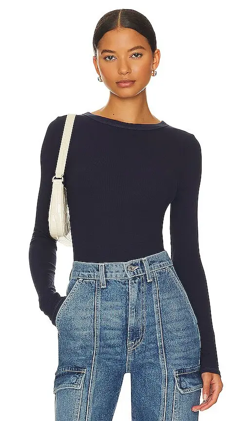 Enza Costa Silk Knit Long Sleeve Crew - Dark Navy