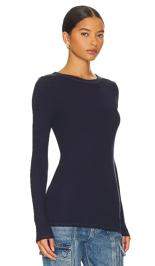 Enza Costa Silk Knit Long Sleeve Crew - Dark Navy