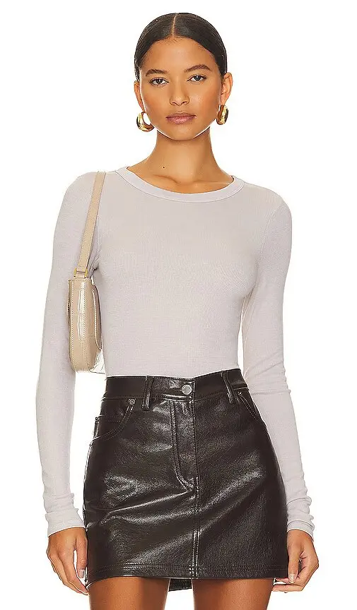 Enza Costa Silk Knit Long Sleeve Tuck Top - Salt