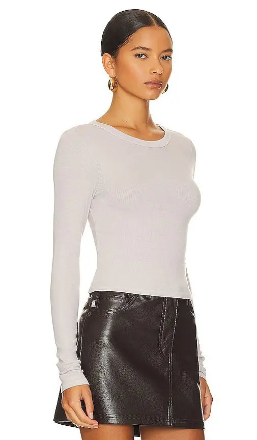 Enza Costa Silk Knit Long Sleeve Tuck Top - Salt