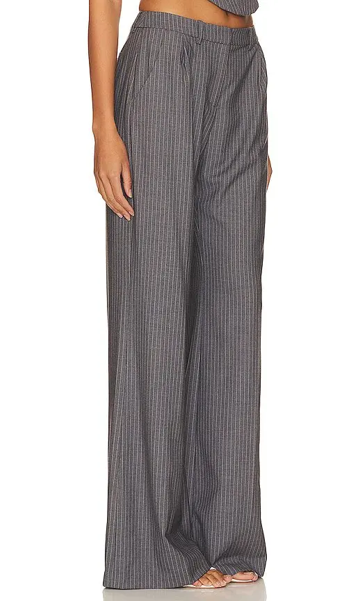 Amanda Uprichard Wide Leg Pinstripe Trousers - Eton Pinstripe