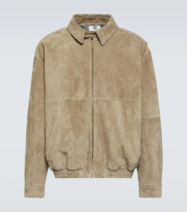 The Row Ronan Suede Blouson Jacket - Beige | Editorialist